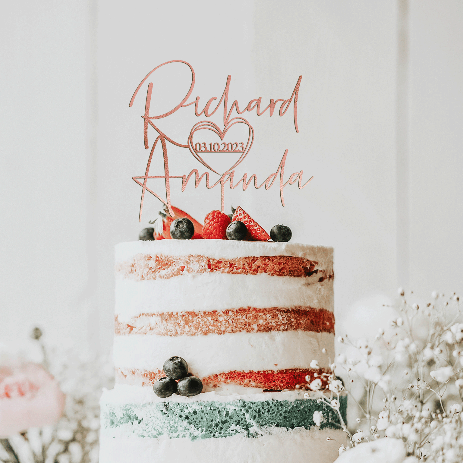 Two Names Cake Topper, Gold Wedding Cake Toppers