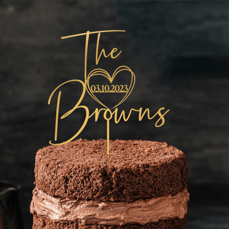 Two Names Cake Topper, Gold Wedding Cake Toppers