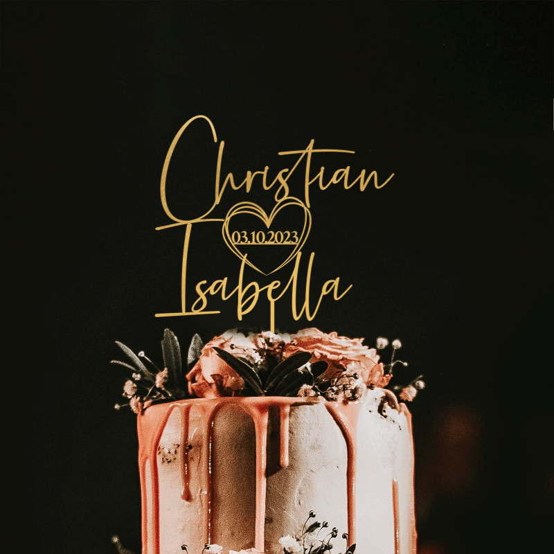 Two Names Cake Topper, Gold Wedding Cake Toppers