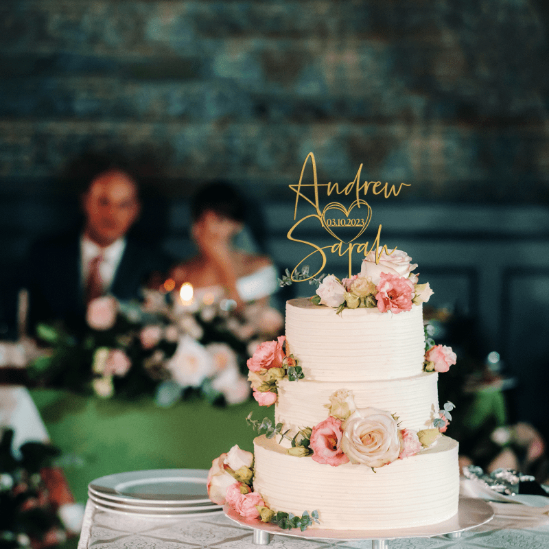 Two Names Cake Topper, Gold Wedding Cake Toppers