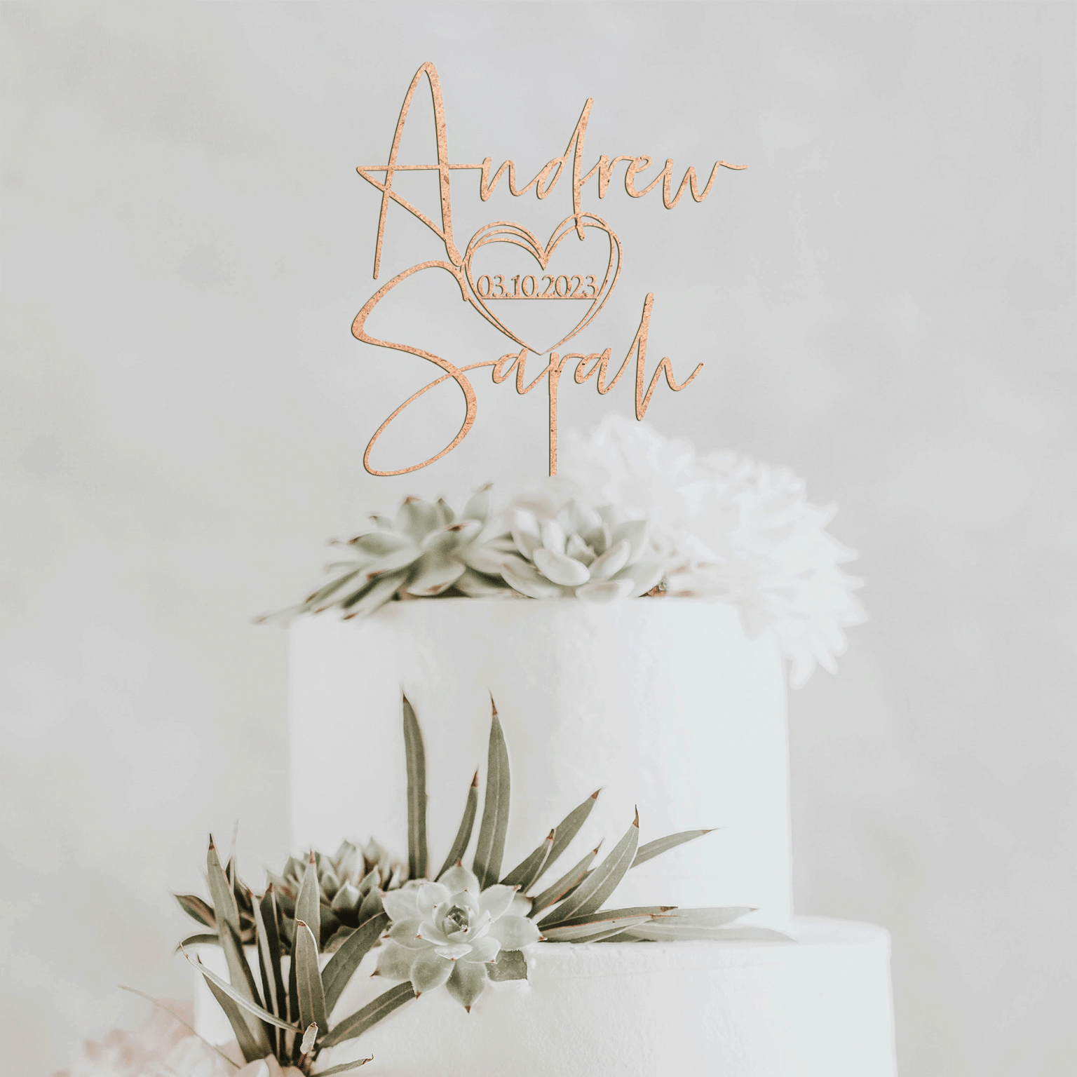 Two Names Cake Topper, Gold Wedding Cake Toppers