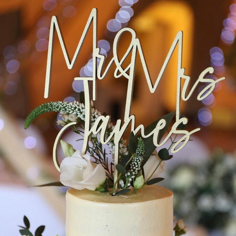 Wedding Cake Topper, Gold Rustic Cake Topper, Multiple Colors