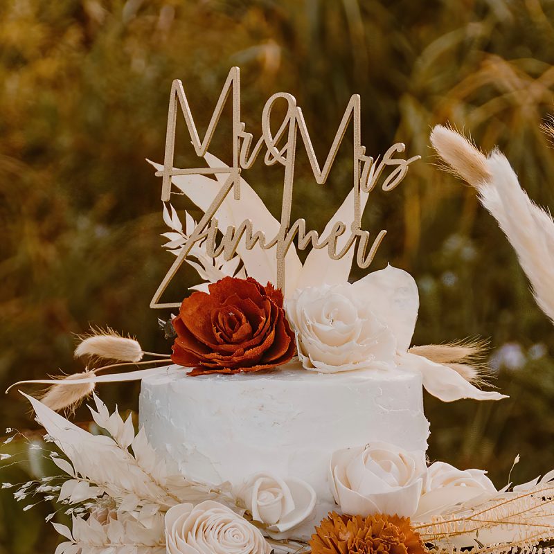 Wedding Cake Topper, Gold Rustic Cake Topper, Multiple Colors