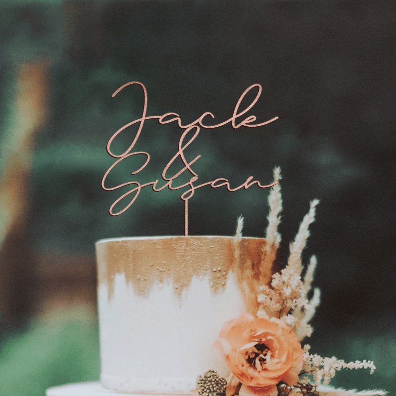Two Names Personalized Cake Topper, Script Cake Topper